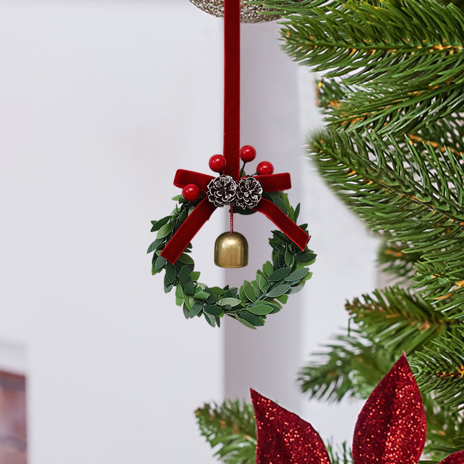 Christmas Wreath Ornament, Small Tree Hanging Decoration for Holiday ...
