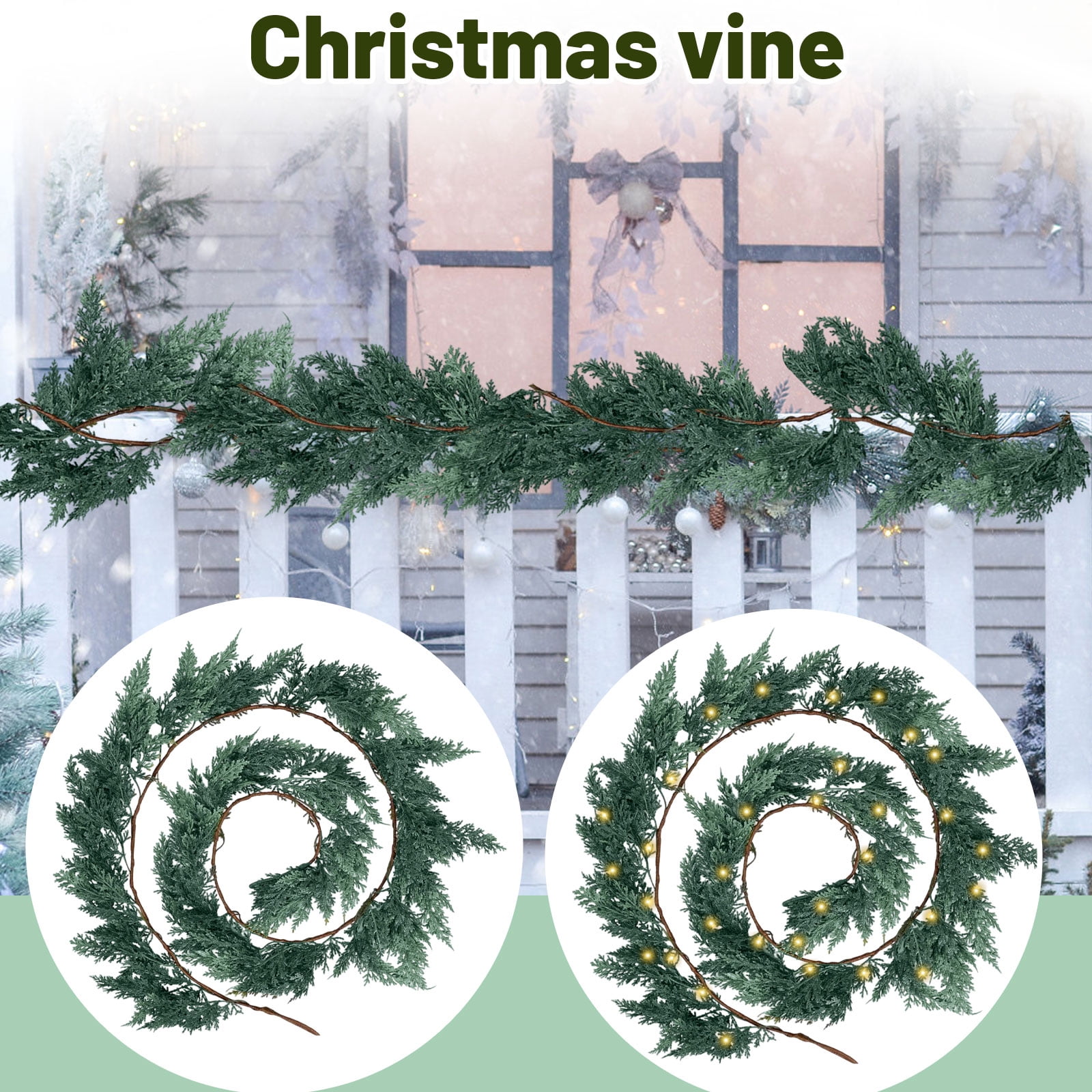 Christmas Wreath PE Rattan Garland for Front Door Stair Handrail ...