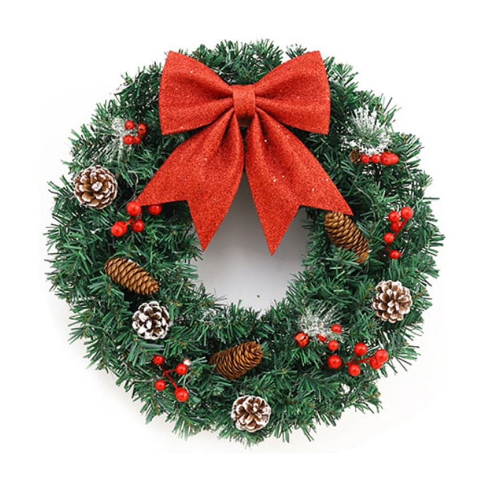 Christmas Wreath Rattan Outdoor, Christmas Wreath with Lights, Small ...