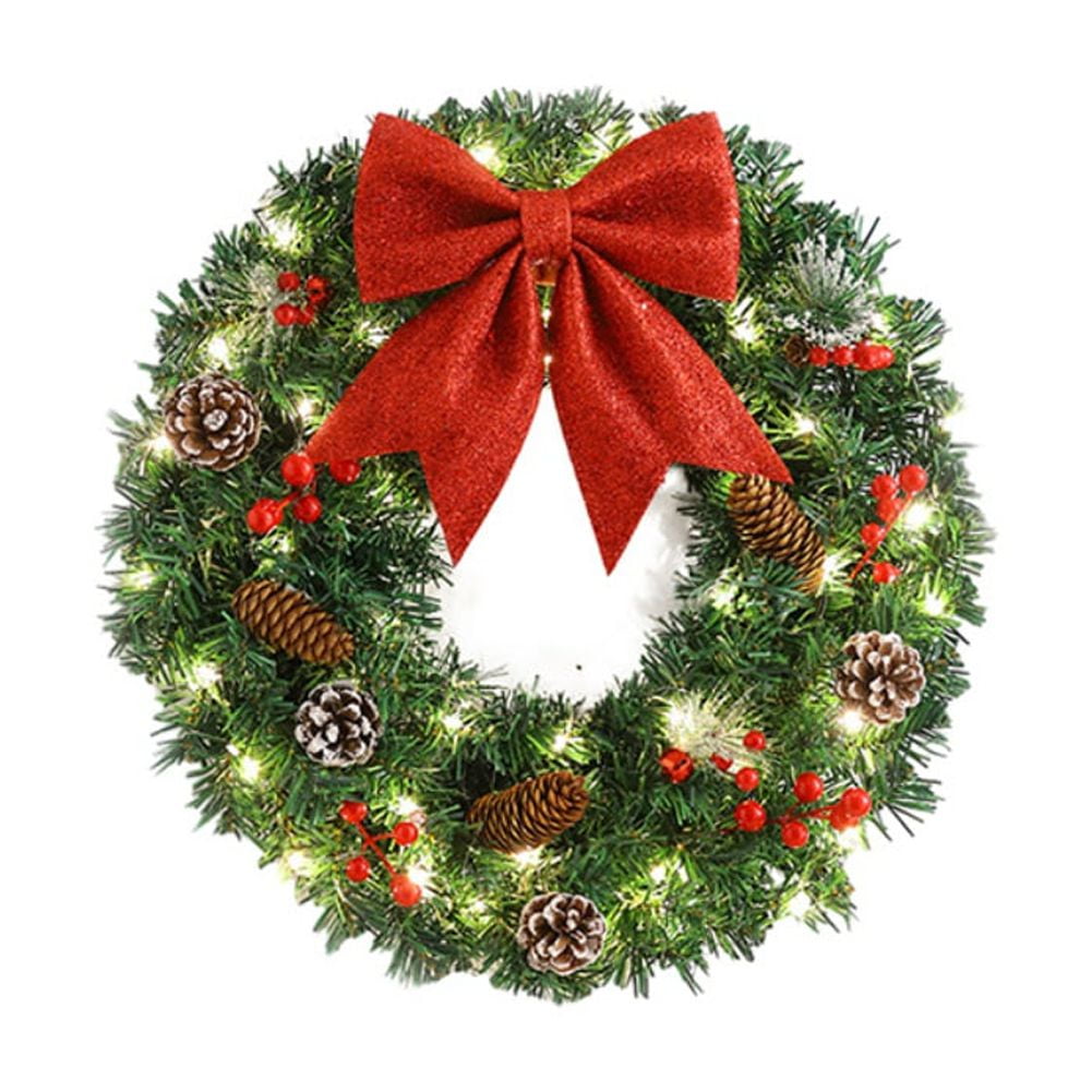 Christmas Wreath Rattan Outdoor, Christmas Wreath with Lights, Small ...