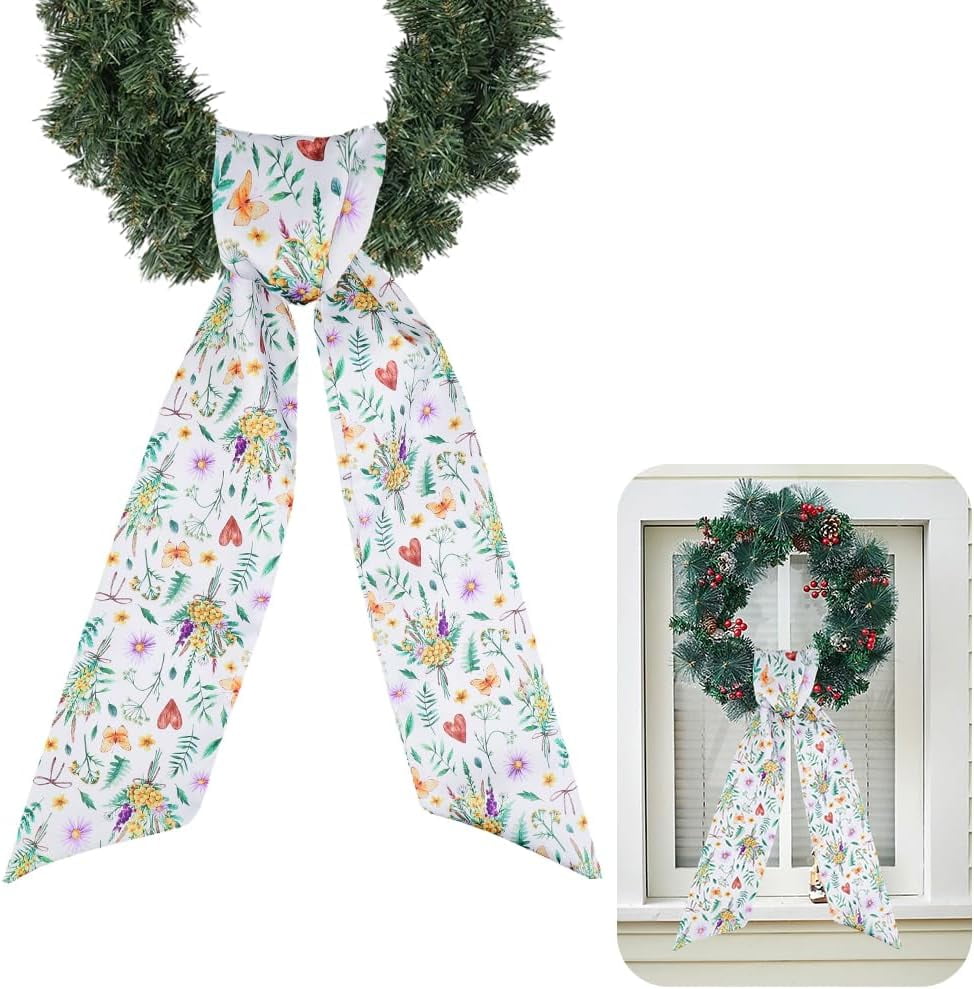 Christmas Wreath Sash for Front Door Flower Plant White Fall Sashes for ...