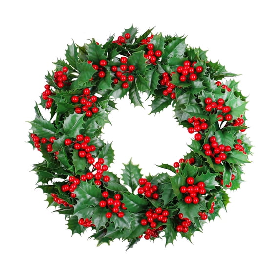 Christmas Wreath with Simulated Leaves and Berries – Festive Rattan ...