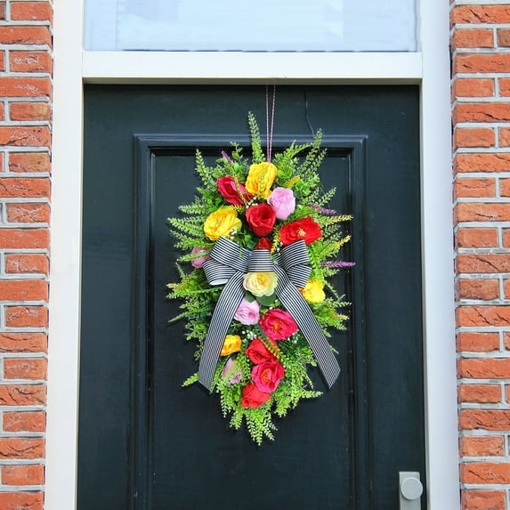 Christmas Wreath,Simulation Flower Door Hanging Garland Front Door ...