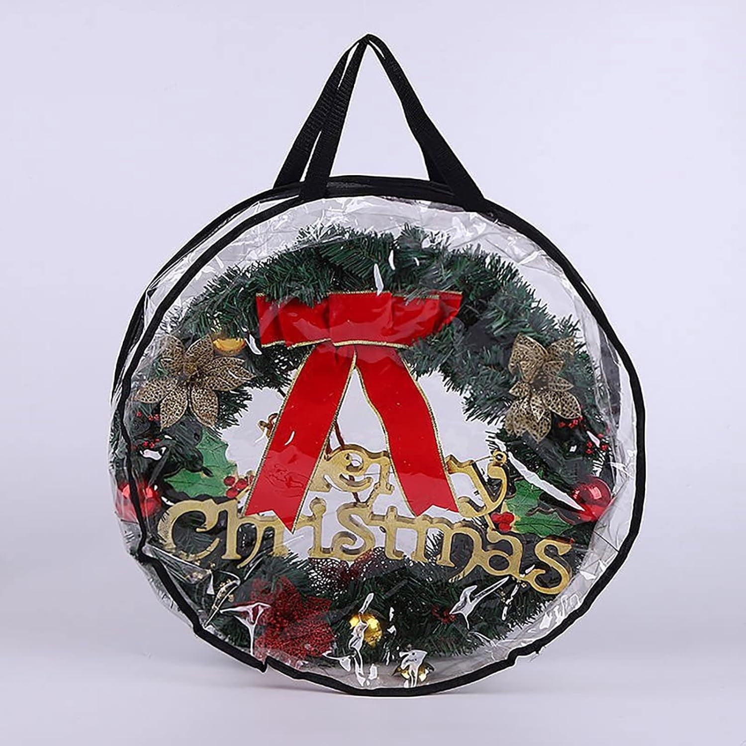 Christmas Wreath Storage 24 Inch with Clear Window and Handle Zippers ...