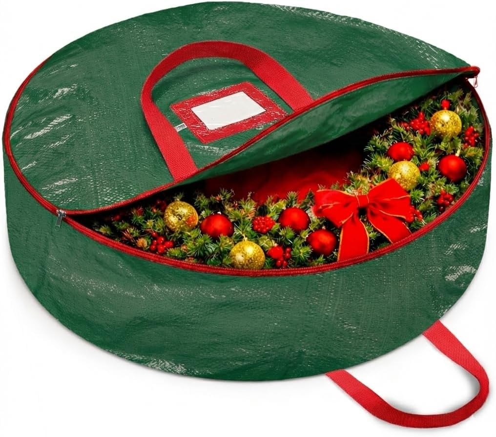 Christmas Wreath Storage Container 24 Inch - Wreath Bag for Artificial ...