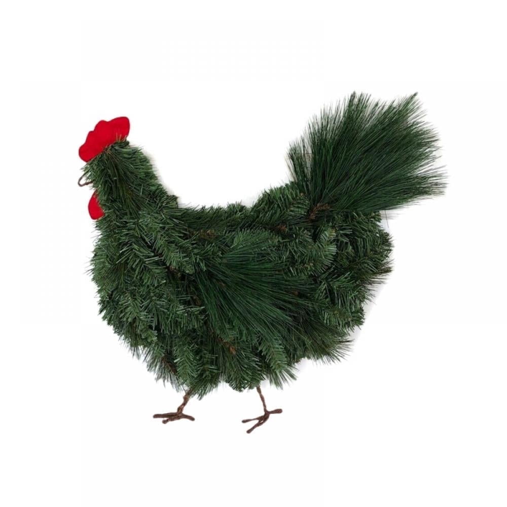 Christmas Wreath Xmas Rooster Chicken Wreath Green Rooster Wreath for ...