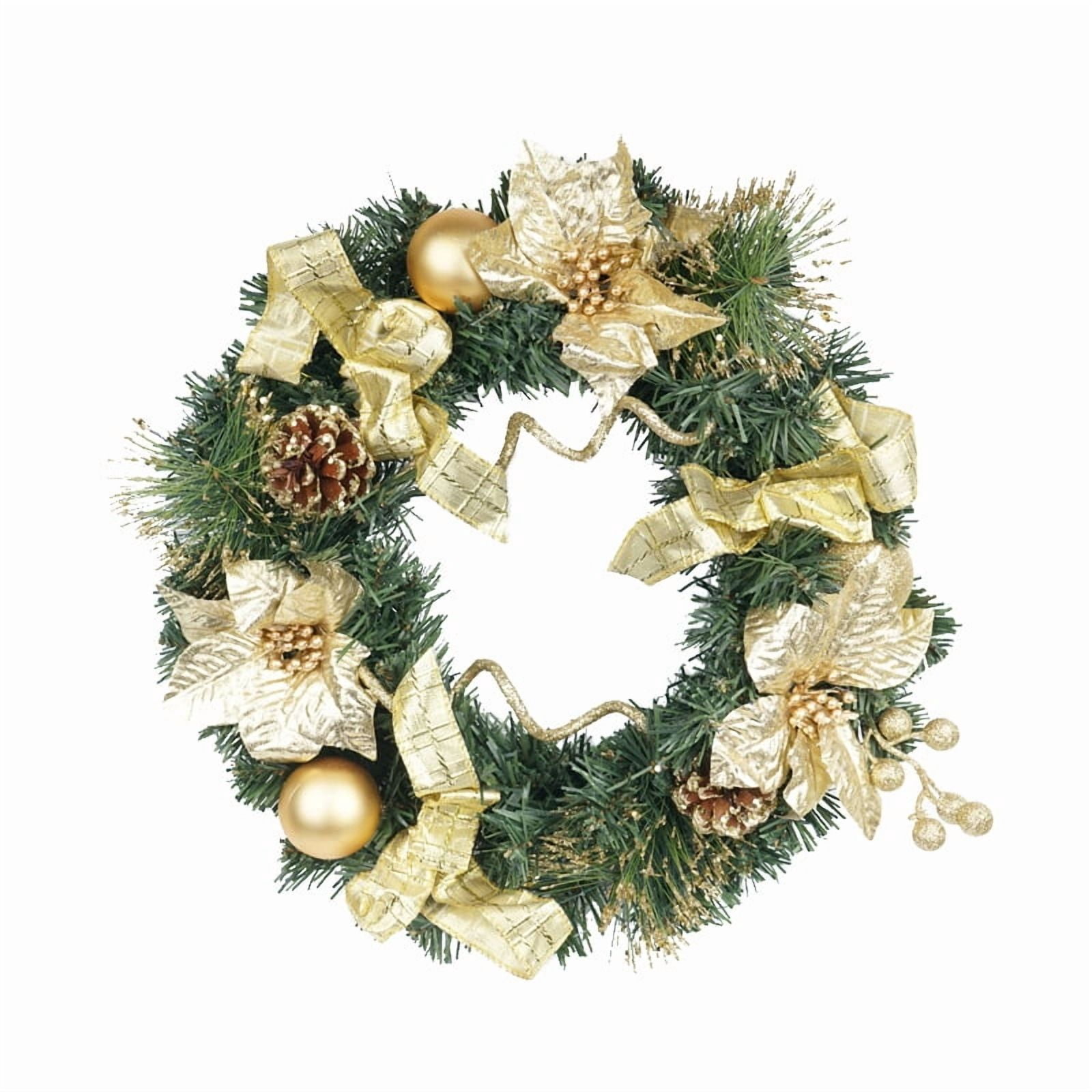 Christmas Wreaths for Front Door, 11.81" Plastic Golden Flowers Balls ...