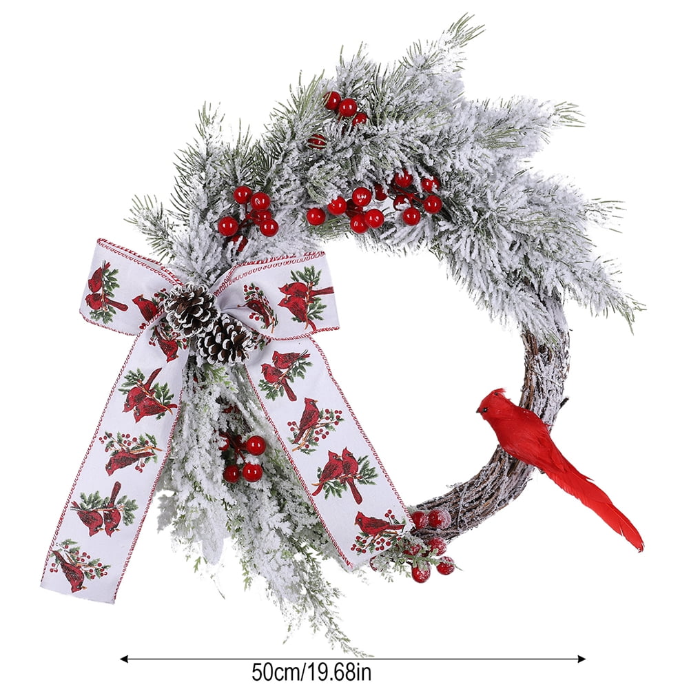 Christmas Wreaths for Front Door,Red Cardinal Wreath,Snow Rattan with ...