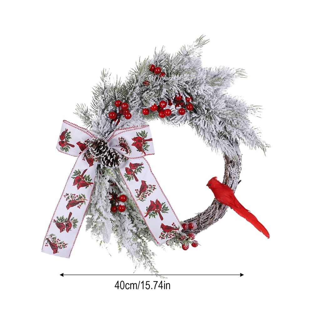 Christmas Wreaths for Front Door,Red Cardinal Wreath,Snow Rattan with ...
