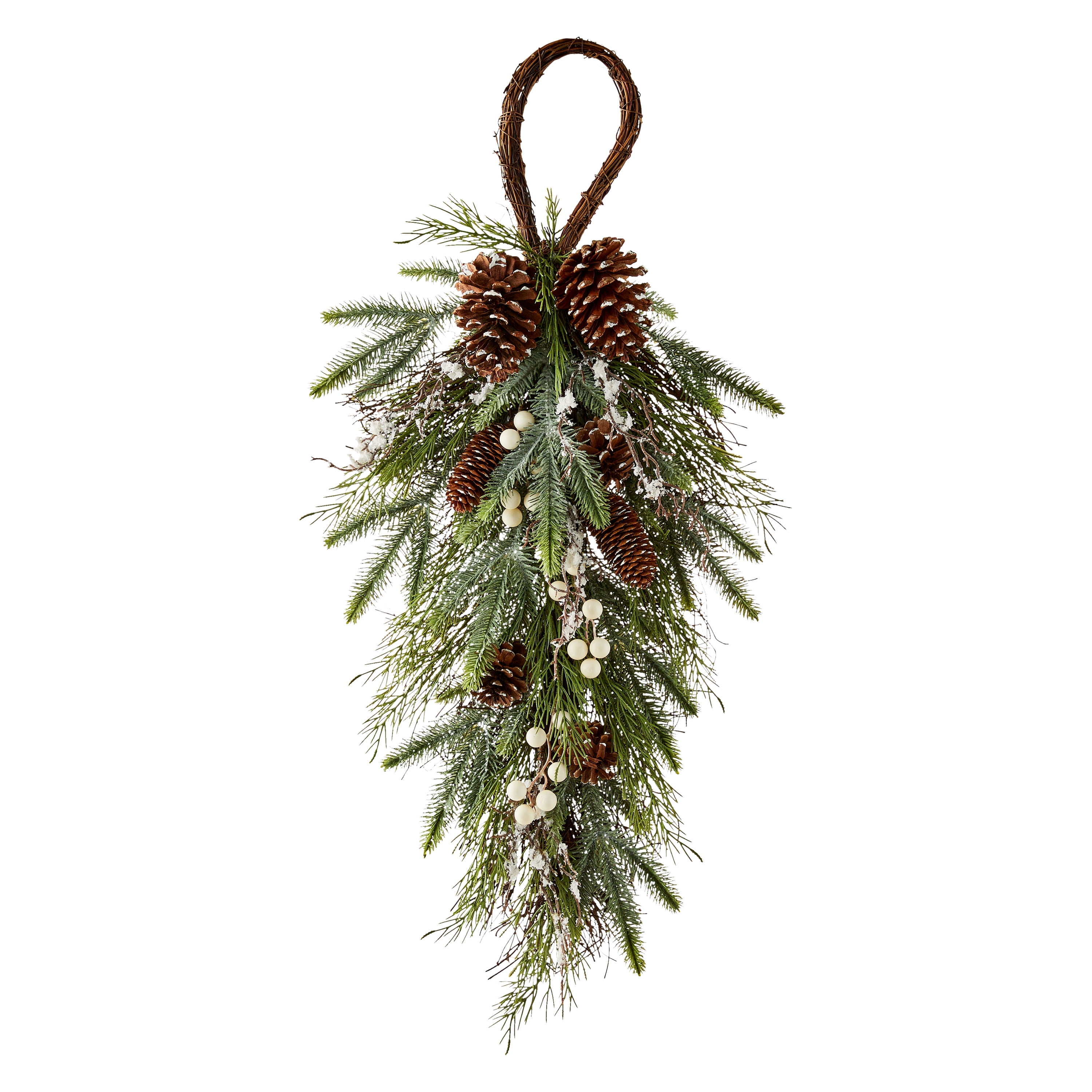 Christmas Wreaths White Berry and Pinecones Swag, 32 in, by HzyK ...