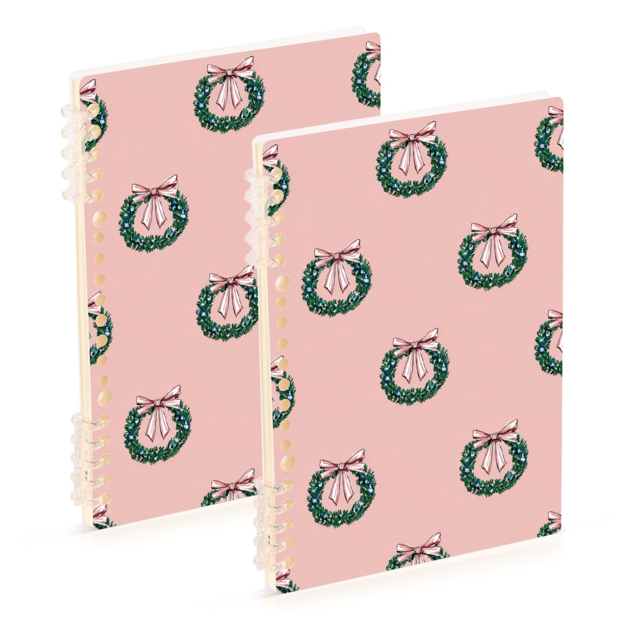 Christmas Wreaths with Pink Bows Notebook Detachable Coil Notebook ...