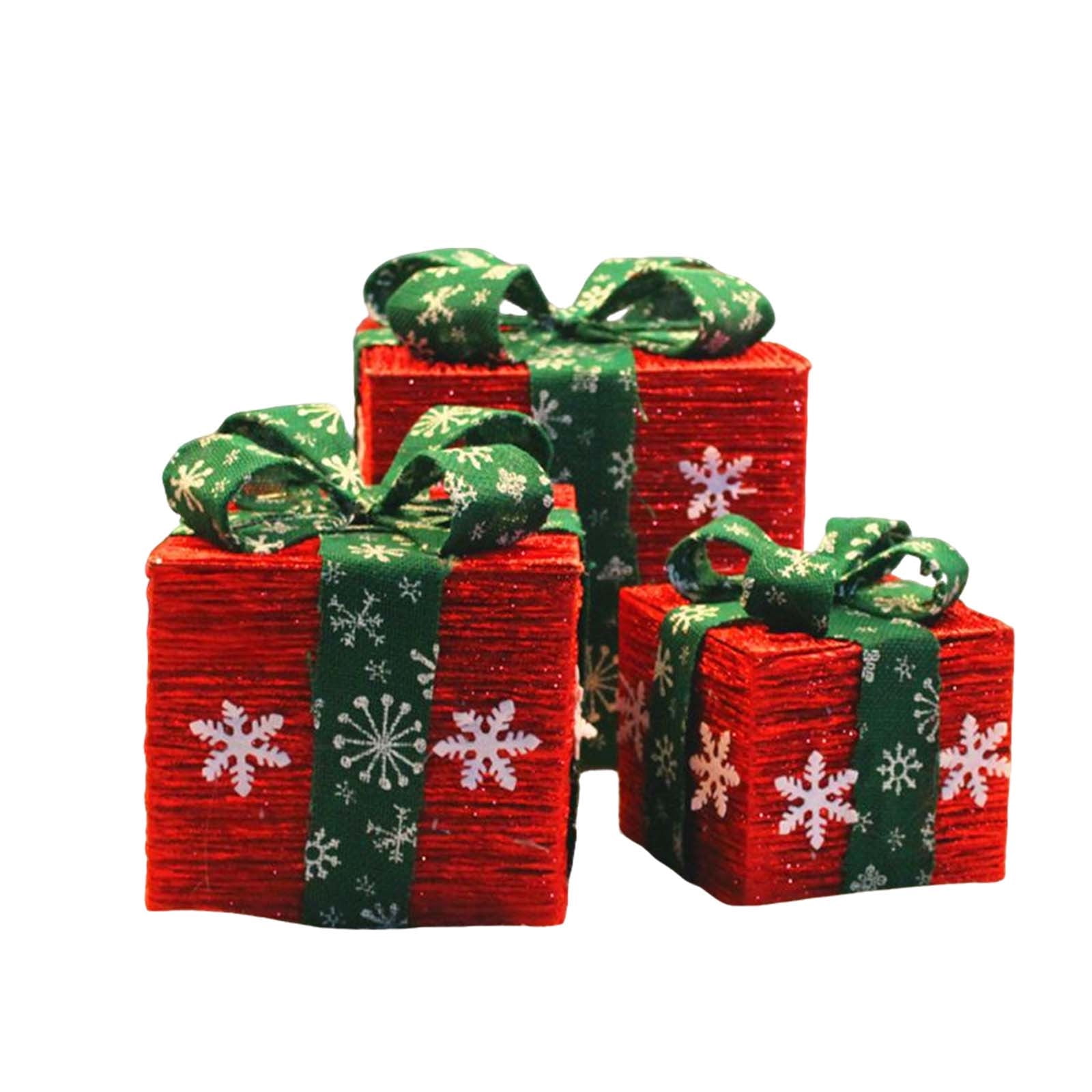 Christmas Wrought Iron Luminous Gift Box Three Piece Set Of Pile ...