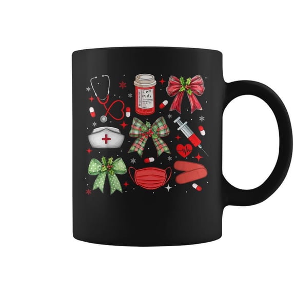 Christmas Xmas Coquette Bow Rn Cna Icu Scurb Nurse Doctor Coffee Mugs ...