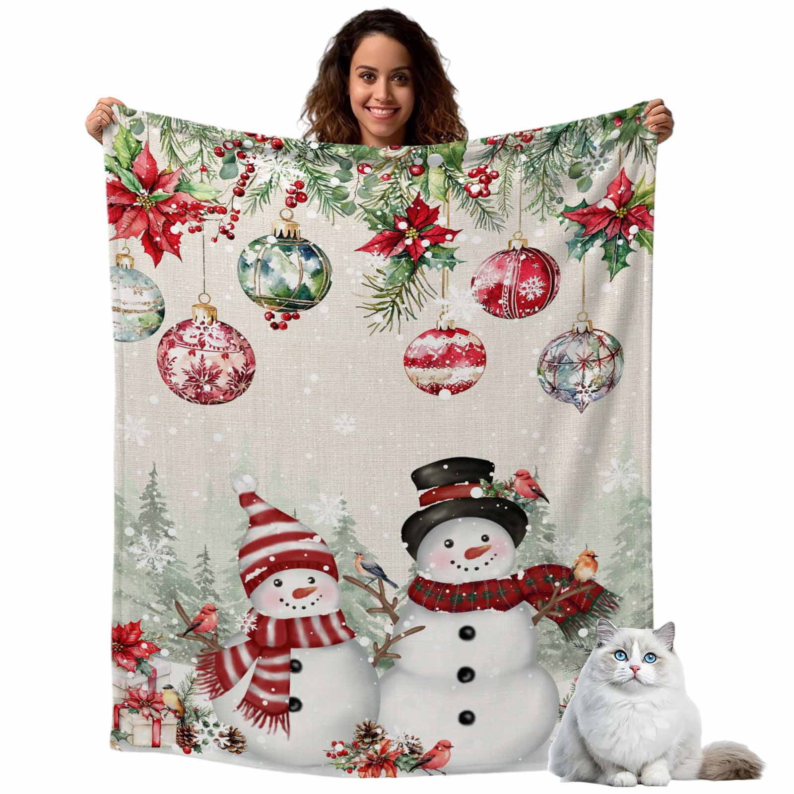 Christmas Xmas Flannel Blanket for Bed,Travel and Camping, Elk Ball ...