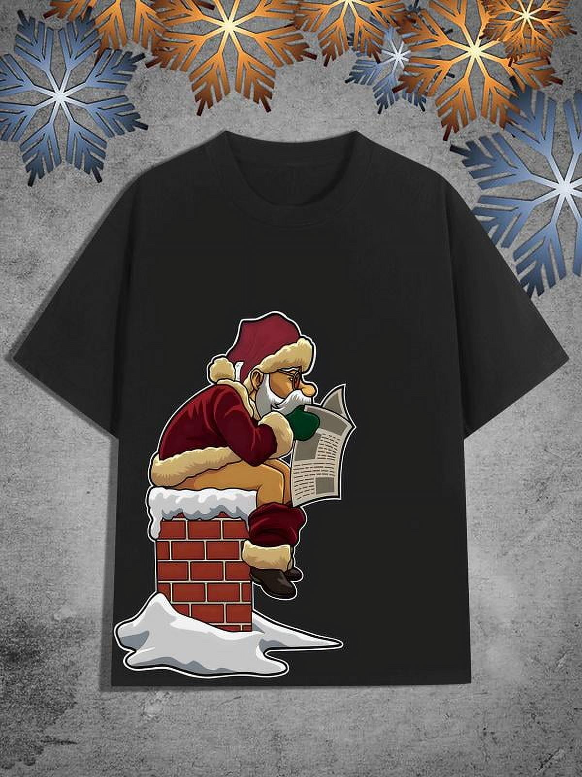 Christmas Y2K Santa Claus Graphic . Casual Round Neck Short Sleeve ...