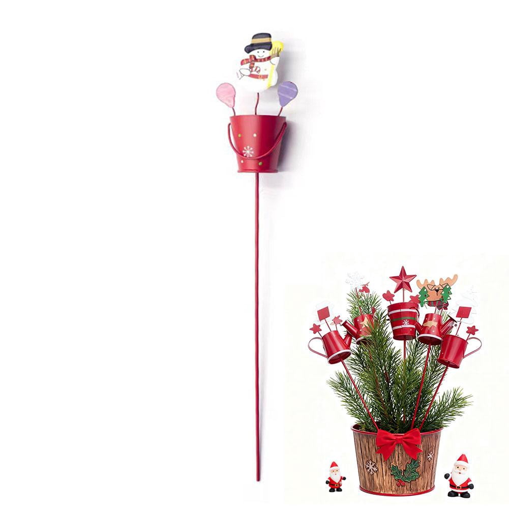 Christmas Yard Garden Stake Flower Pot Decoration,Rustic Metal Santa ...