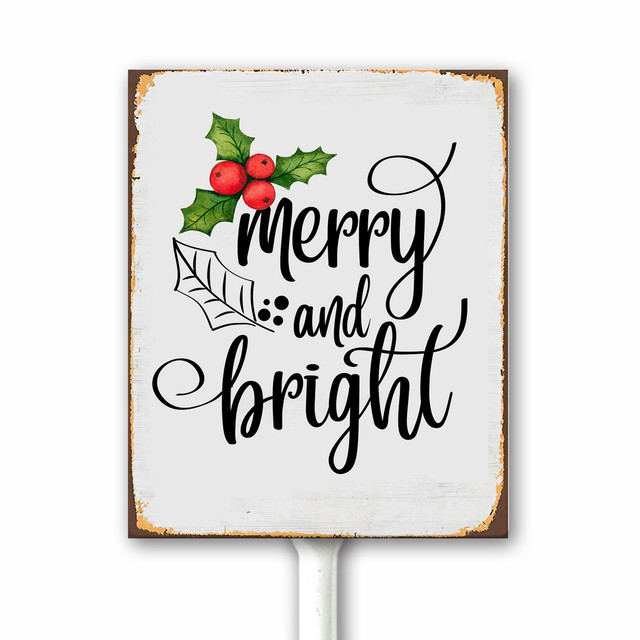 Christmas Yard Sign Merry and bright, Christmas Decor Sign for Outdoor ...
