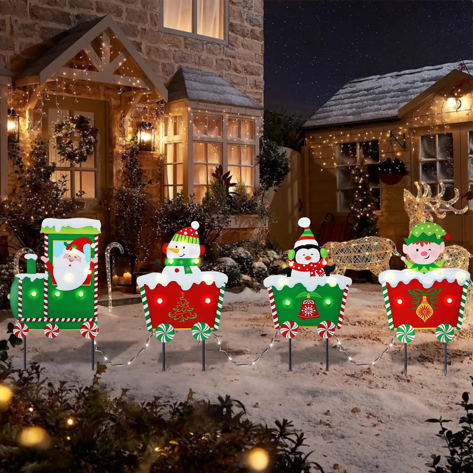 Christmas Yard Stakes Light Up Christmas Yard Decorations with LED ...