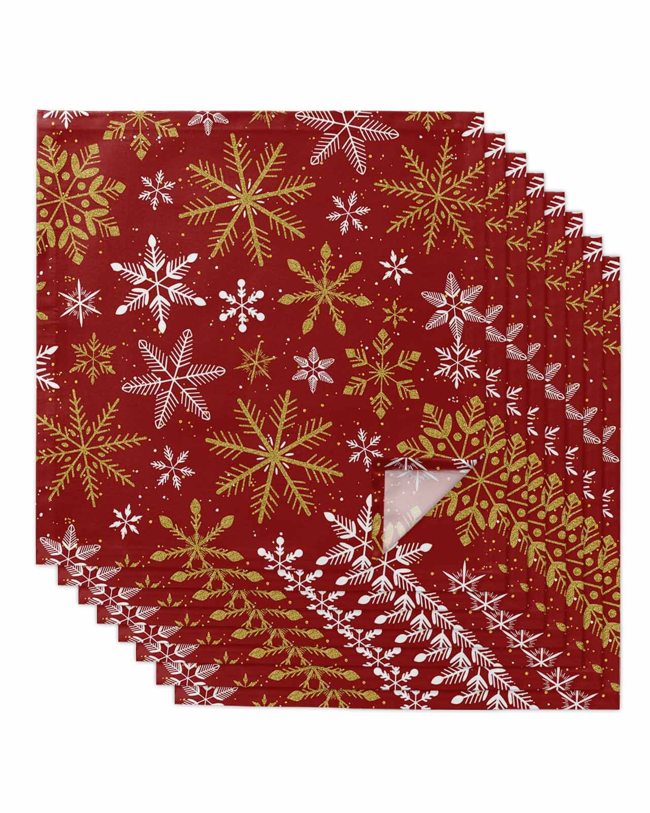 Christmas Yellow Snowflake Cloth Napkins Set of 8 Reusable Dinner ...