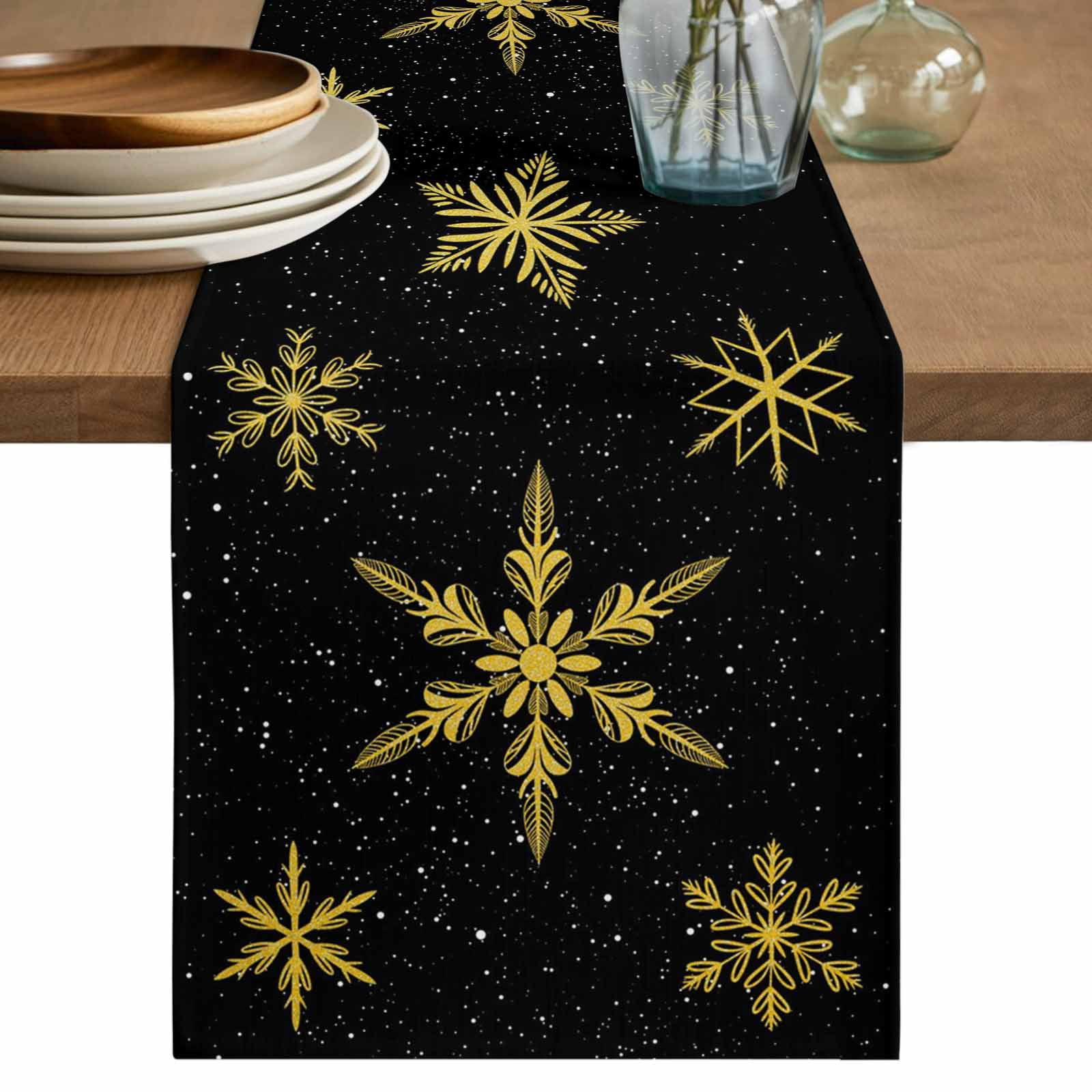 Christmas Yellow Snowflake Table Runner 108 Inches, Winter Flower ...