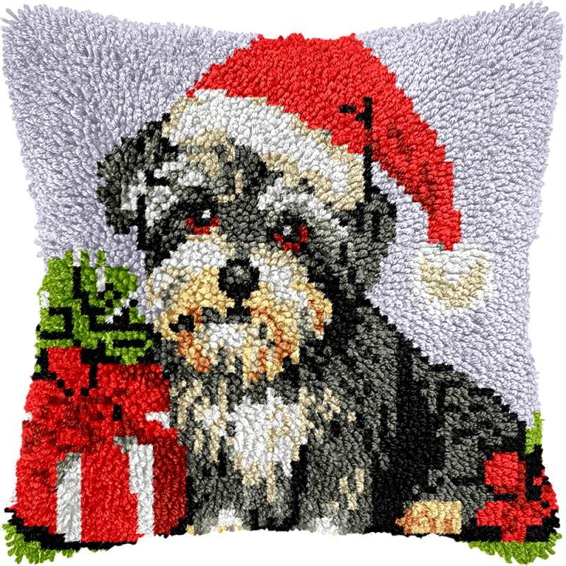 Christmas Yorkshire Terrier Latch Hook Pillows Kits Cushion Pillow ...