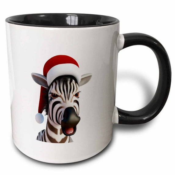 3drose, Christmas Zebra Funny Animal Wearing Santa Hat, 11oz Two-tone ...