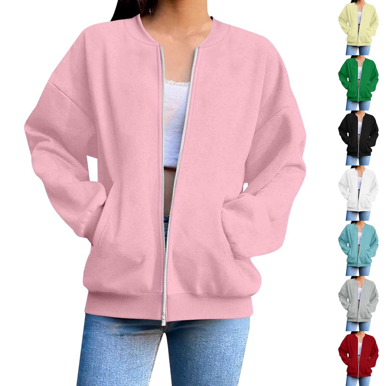 Christmas Zip up Jackets Women - Travel Casual Long Sleeve Full Zipper ...