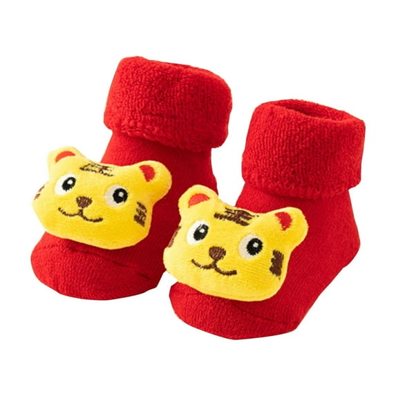 Christmas and Winter Baby Warm Fleece Red Loop Floor Socks and Walking ...