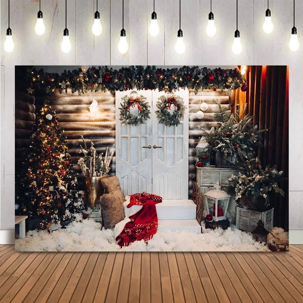 Christmas backdrop for photography white door photo booth background ...