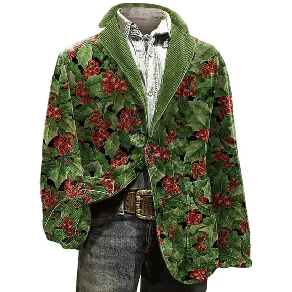 Christmas blazer for men Contemporary Jacket With Christmas Notched ...