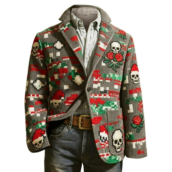 Christmas blazer for men Contemporary Jacket With Notch Lapel Elegant ...