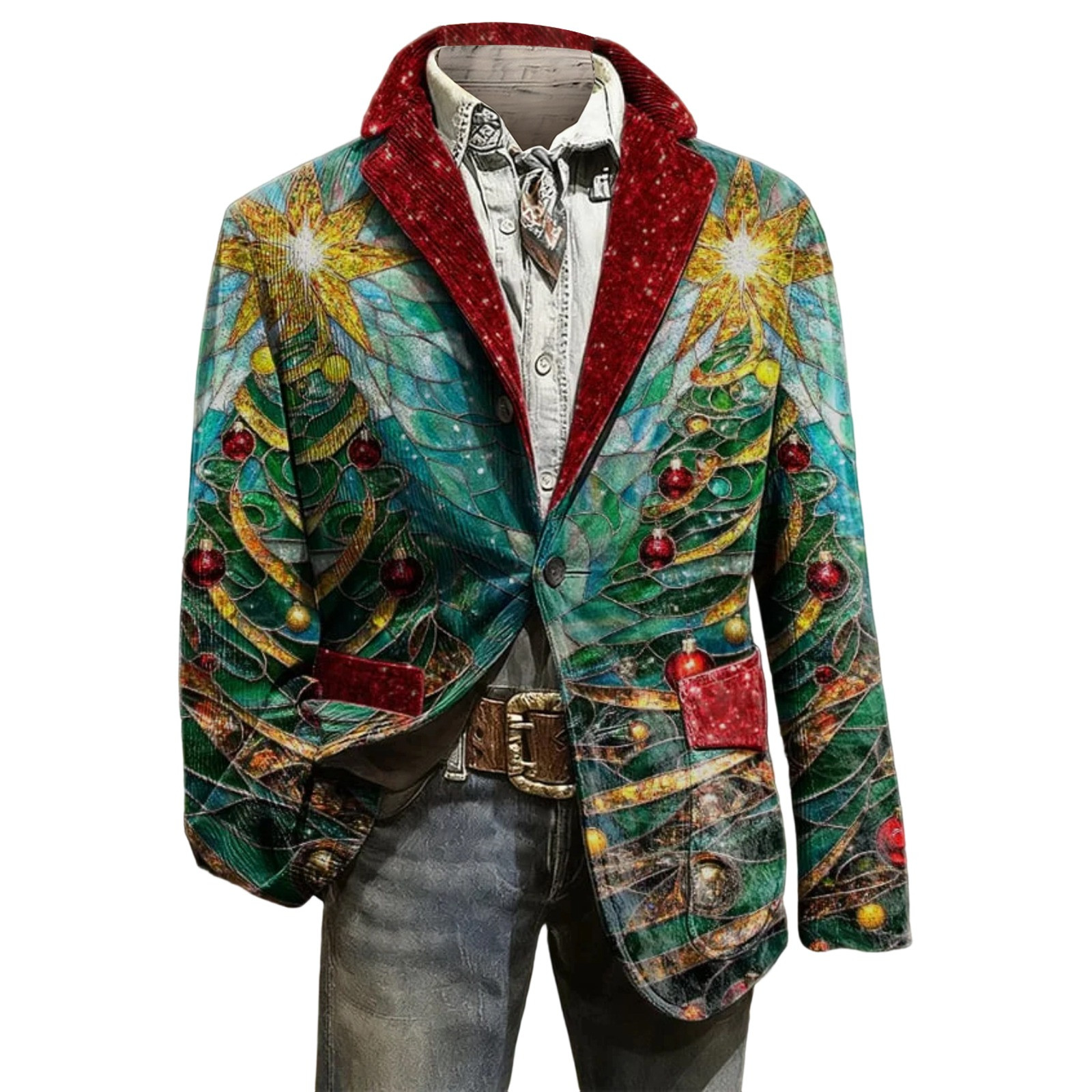 Christmas blazer for men Contemporary Jacket With Notch Lapel Elegant ...