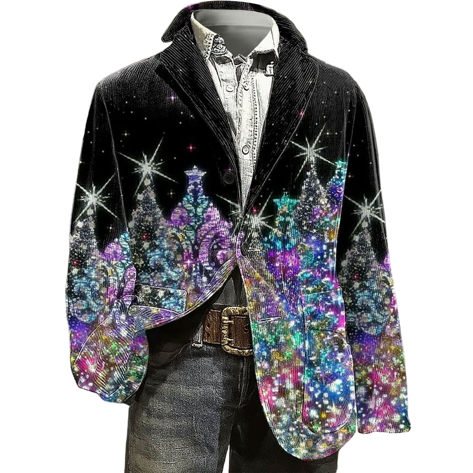 Christmas blazer for men Corduroy Print Holiday Party Jacket For Formal ...