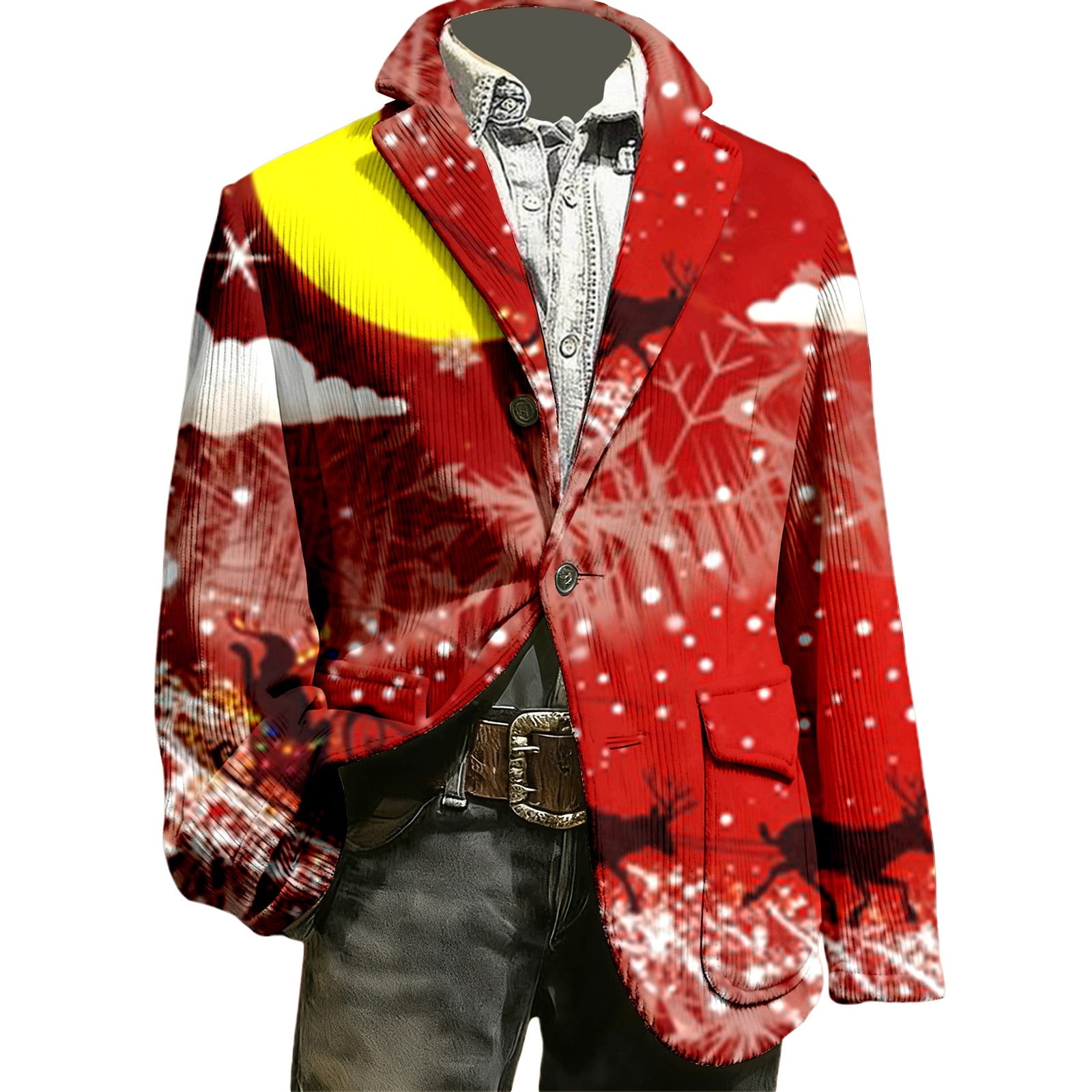 Christmas blazer for men Corduroy Smart Casual Jacket For Holiday ...