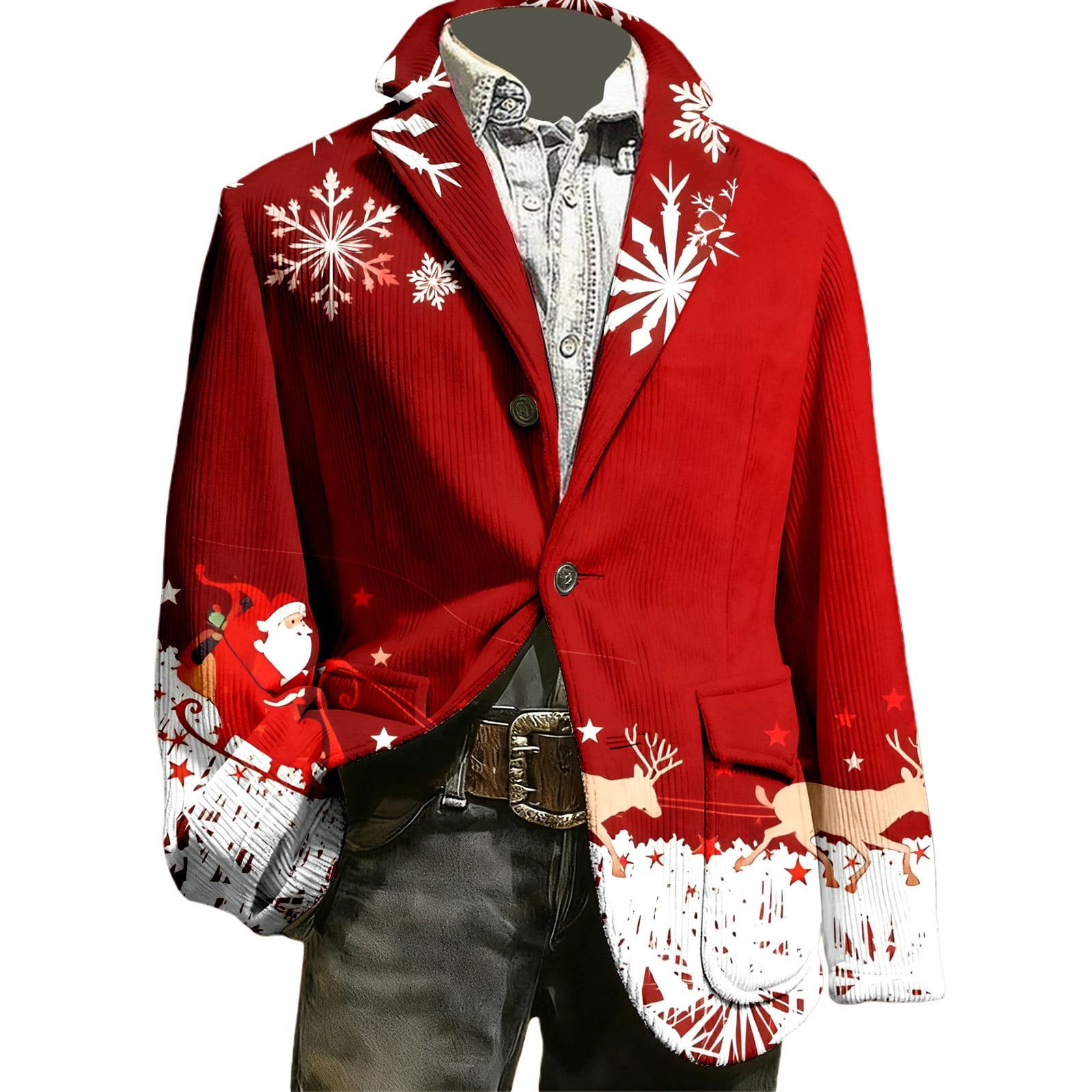 Christmas blazer for men Corduroy Smart Casual Jacket For Holiday ...