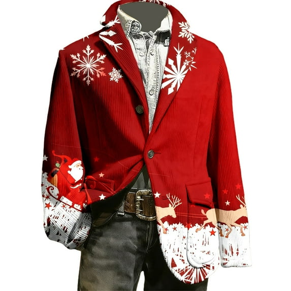 Christmas blazer for men Corduroy Smart Casual Jacket For Holiday ...