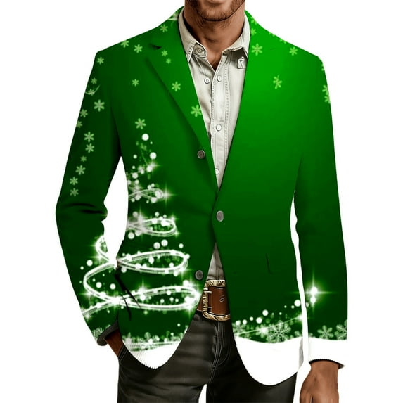 Christmas blazer for men Corduroy Sport Coat With Festive Print Notch ...
