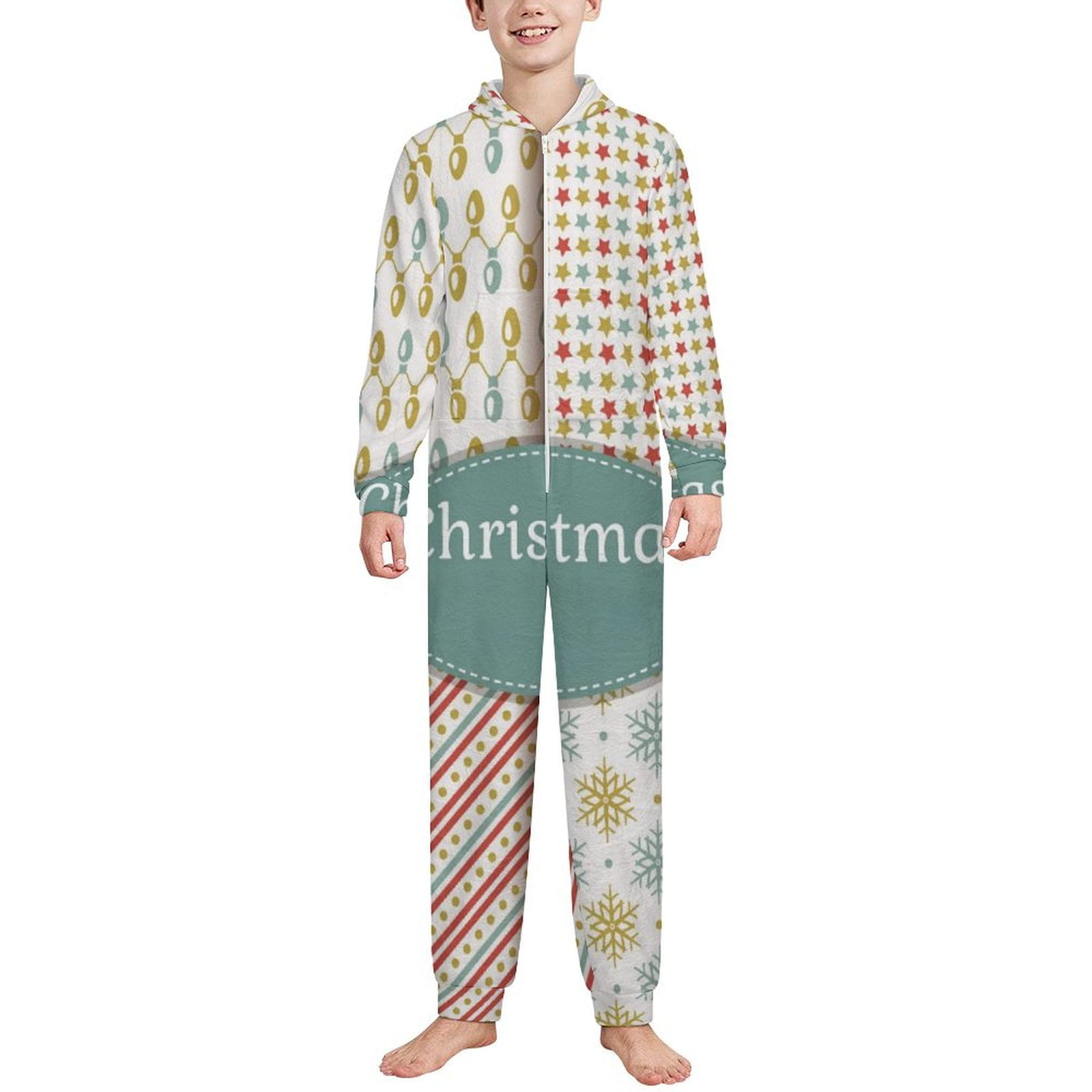 Christmas cartoon Flannel one-piece pajamas warm children's family ...