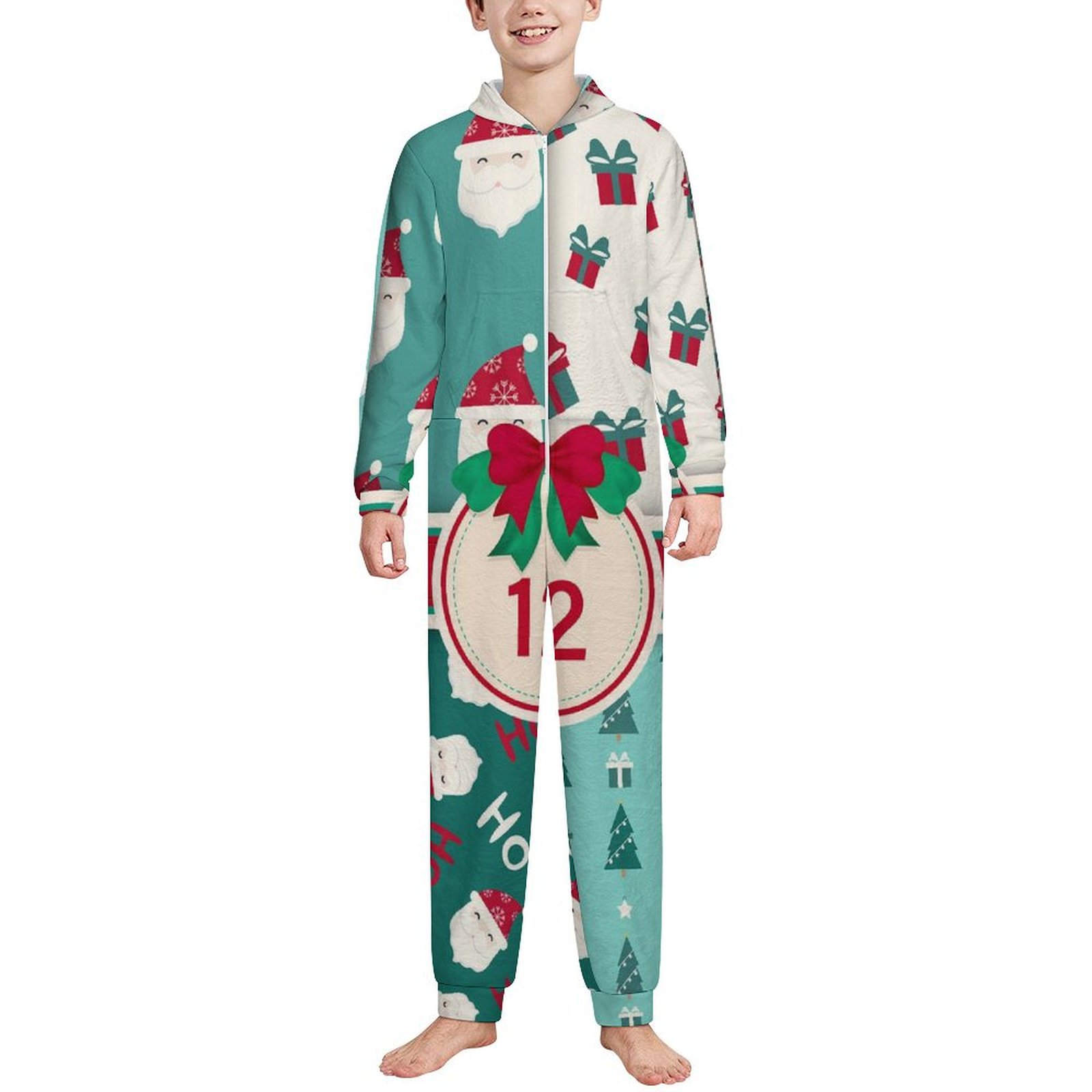 Christmas cartoon Flannel one-piece pajamas warm children's family ...
