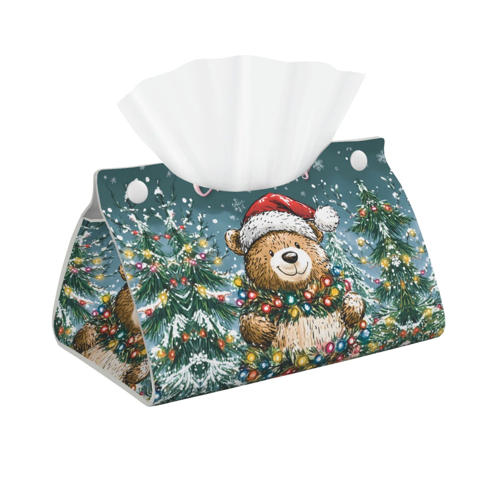 Christmas cute bear Leather Tissue Box Cover - Long PVC Tissue Box ...