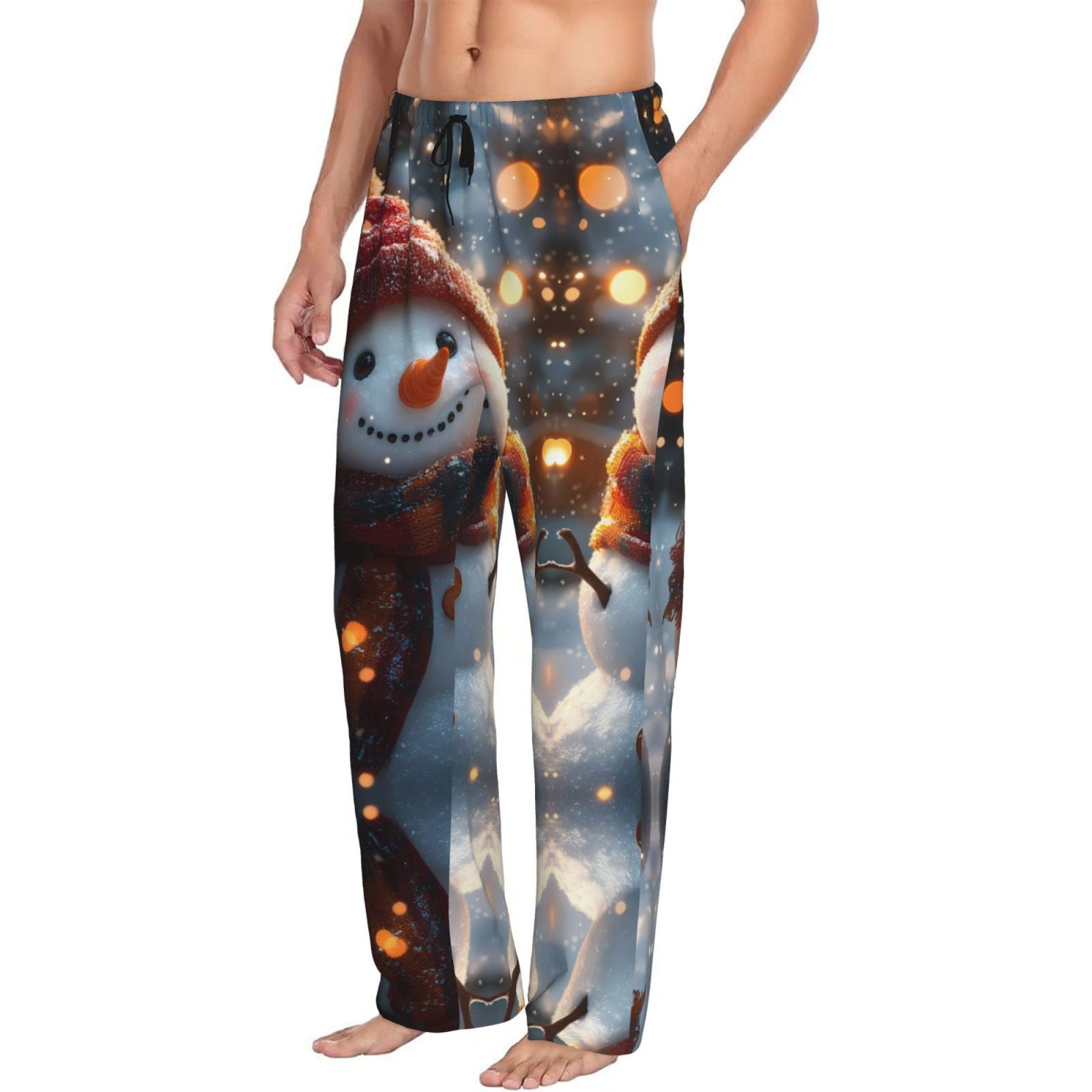 Christmas cute snowman Mens Pajama Pants Bottoms with Pockets - Soft ...