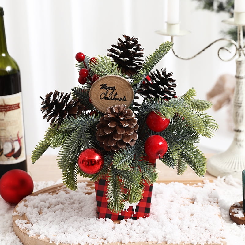 Christmas decorations desktop small Christmas tree ornaments potted ...