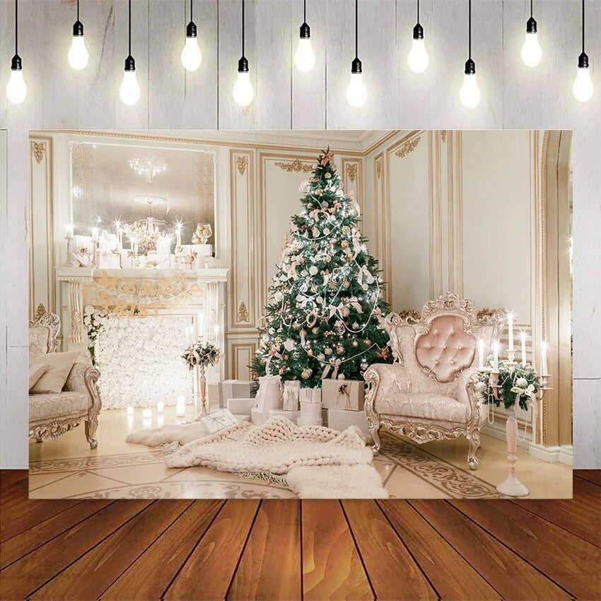 Christmas fireplace backdrop for photography Magnificent christmas tree ...