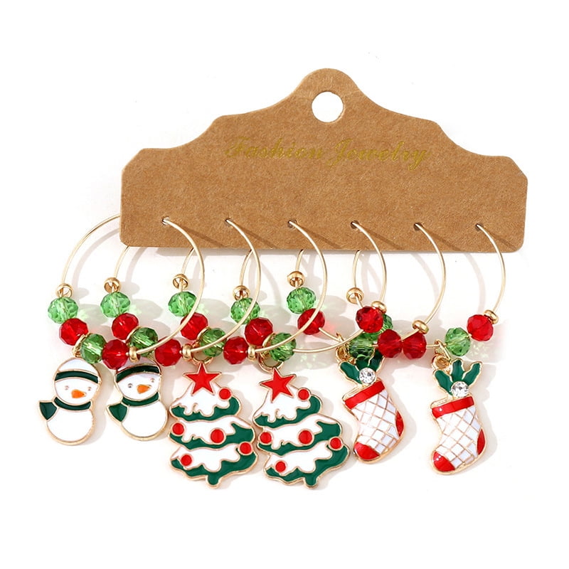 Christmas holiday element alloy pendant earrings fashionable red and ...