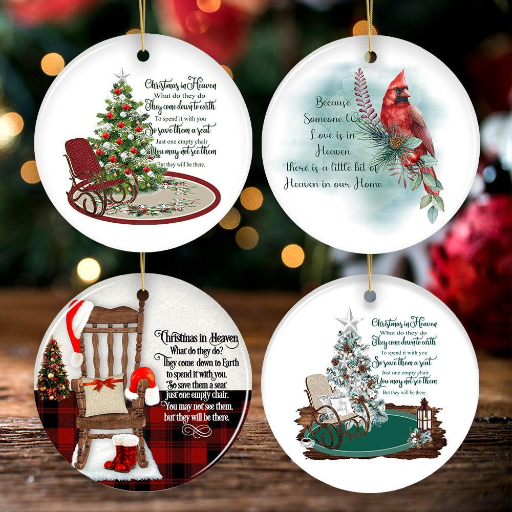 Christmas in Heaven Sentimental Memorial Quote Ceramic Ornament Bundle ...