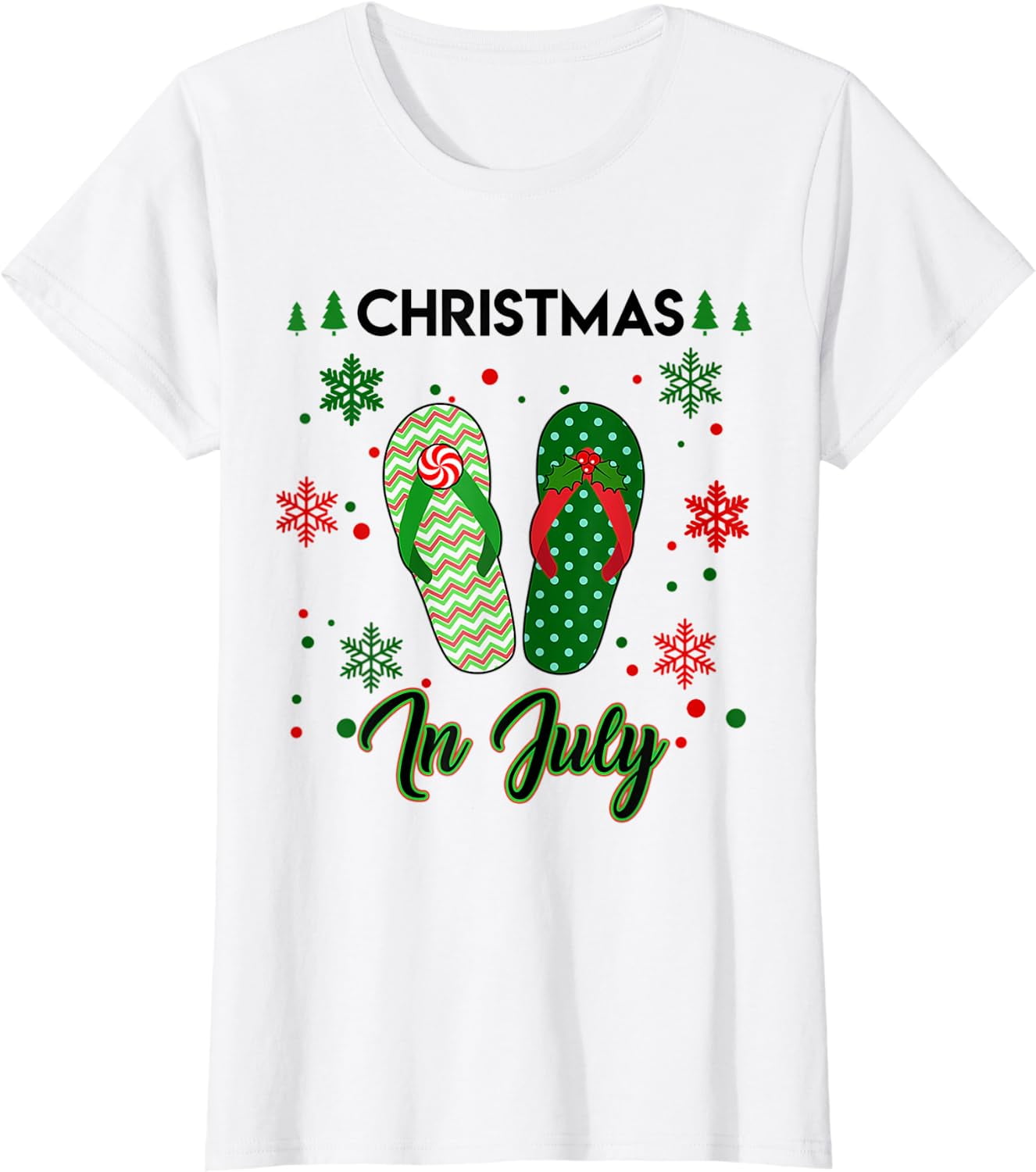 Christmas in July Flip Flops Summer Vacation Beach Lovers T-Shirt ...