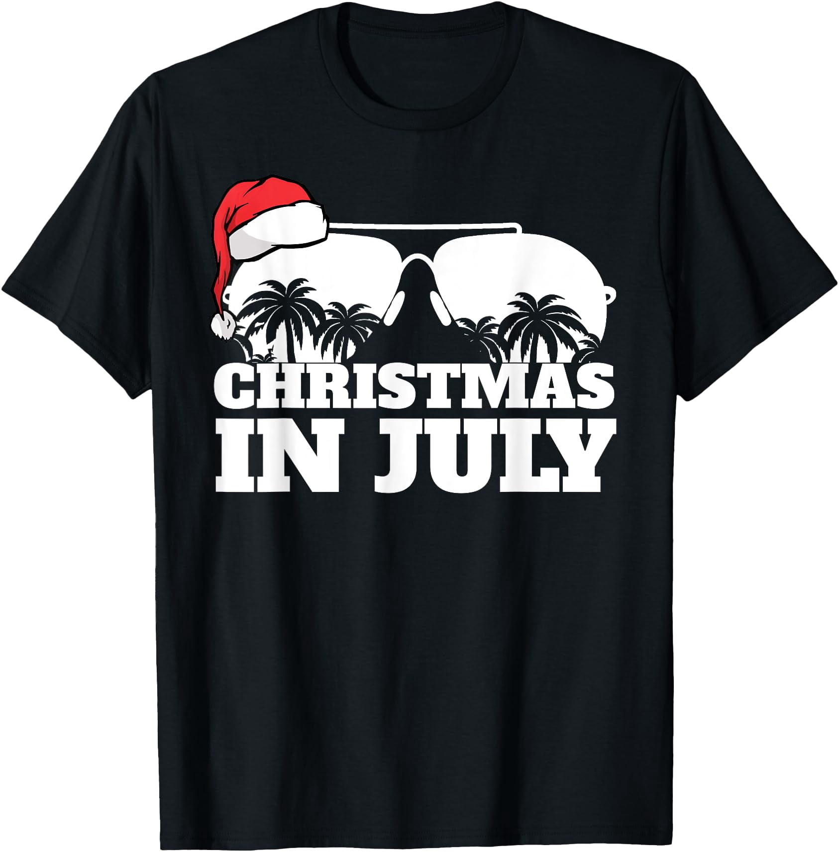 Christmas in July Santa Hat and sunglasses Christmas in July T-Shirt ...