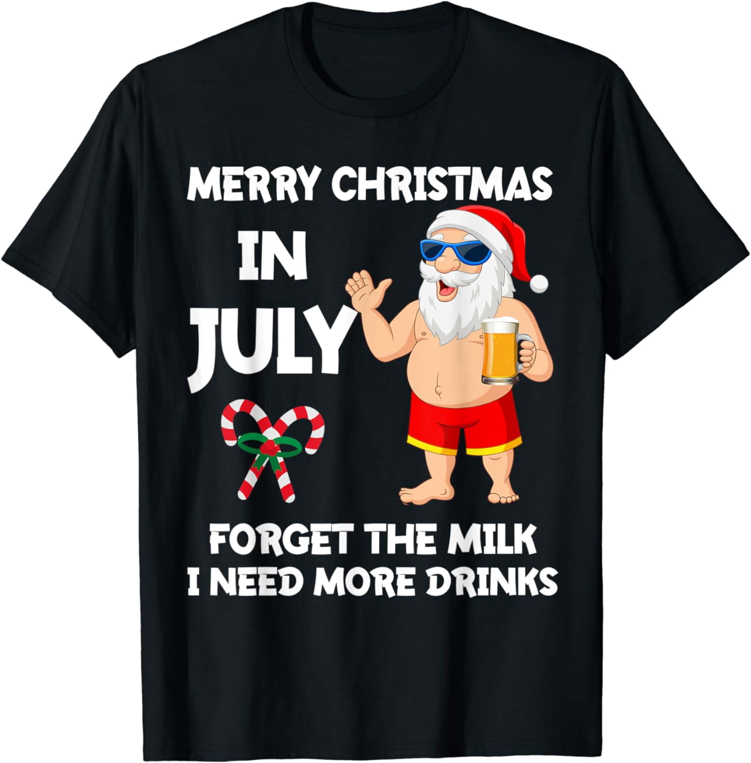 Christmas in July santa Summer Vacation Beach Lovers Santa T-Shirt ...