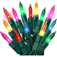 Set of 100 Multi-Color Mini Christmas Lights 2.5" Spacing - Green Wire ...