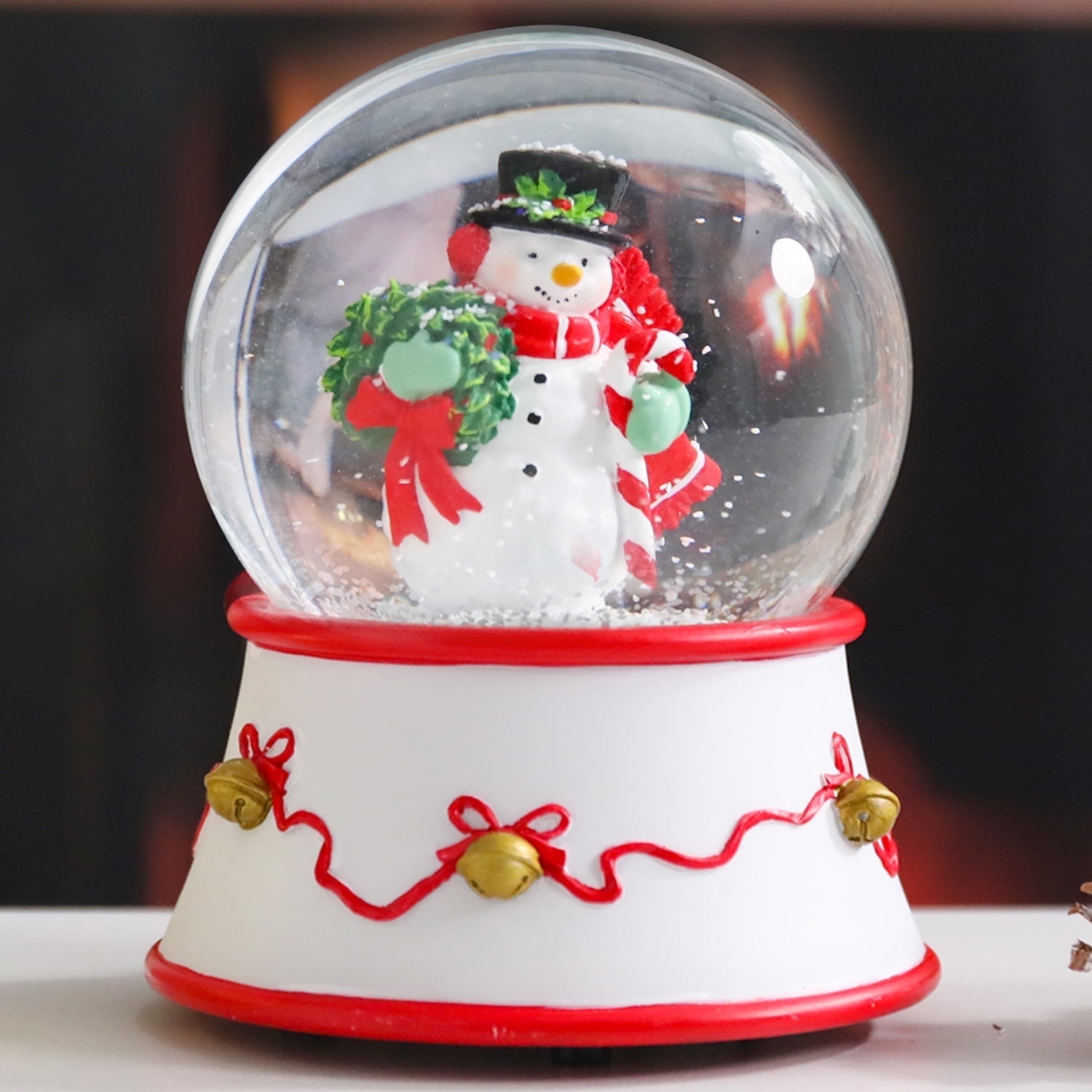 Christmas musical snow globe Elegant Christmas Snowman, Music Box With ...